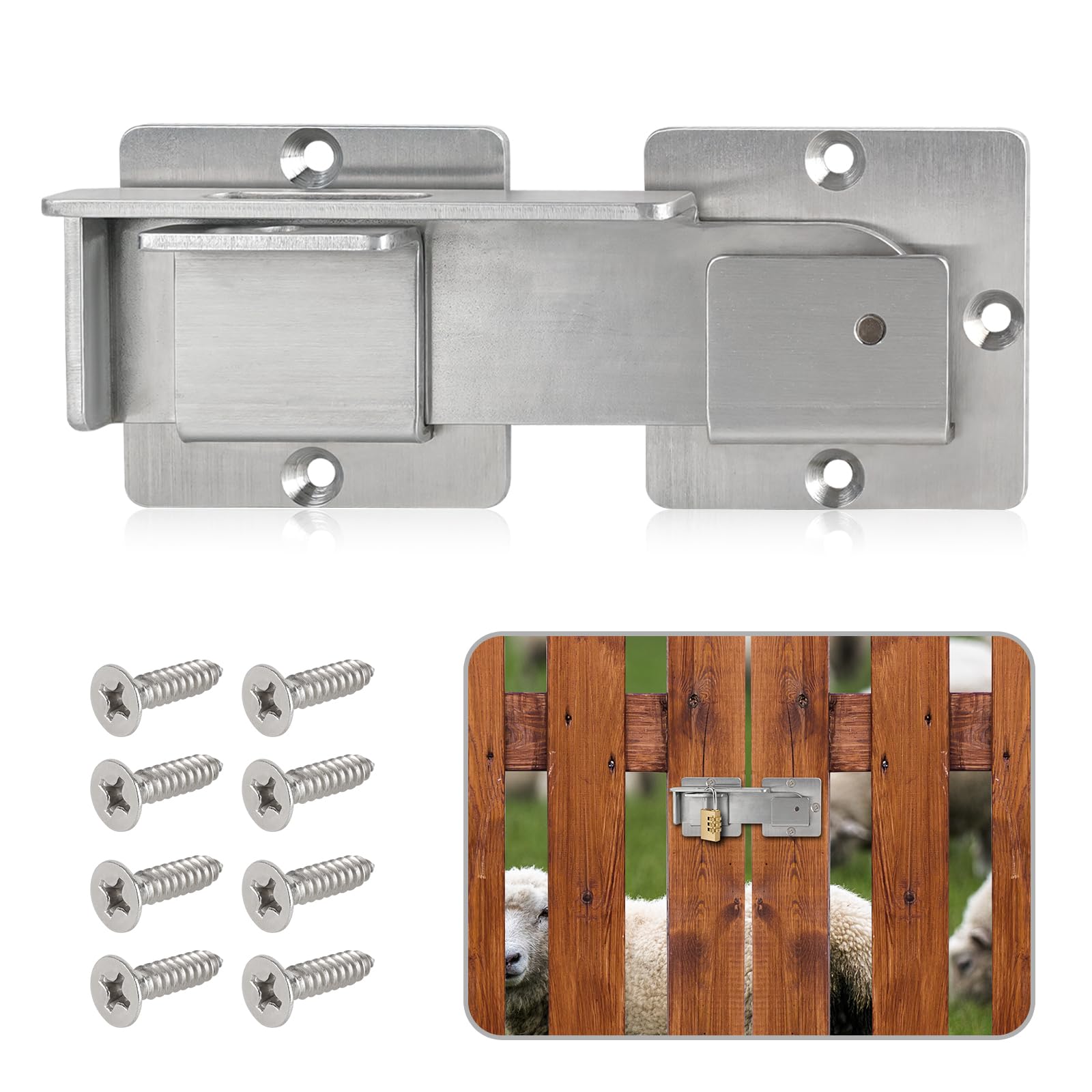 Amazon.com: YuPinDiZu Double gate latch with Padlock Holes,Stainless ...
