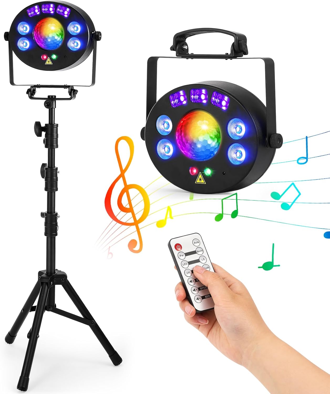 Amazon.com: Flyrivergo DJ Lights with Stand, 5 in 1 Party Light with ...