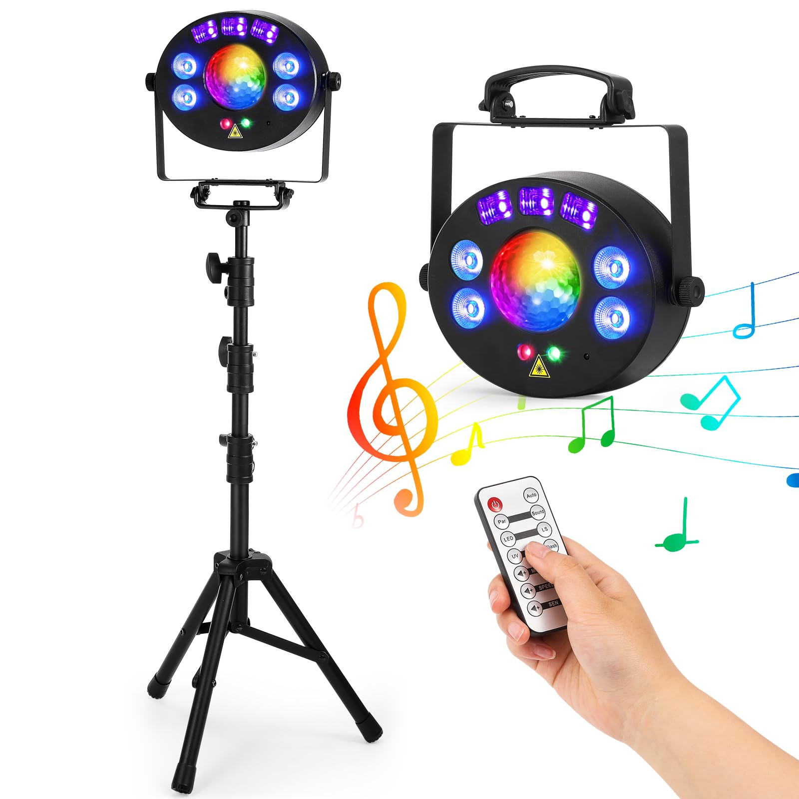 Amazon.com: Flyrivergo DJ Lights with Stand, 5 in 1 Party Light with ...
