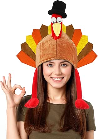 Amazon.com: Donetuer Thanksgiving Turkey Hat for Adults Plush ...