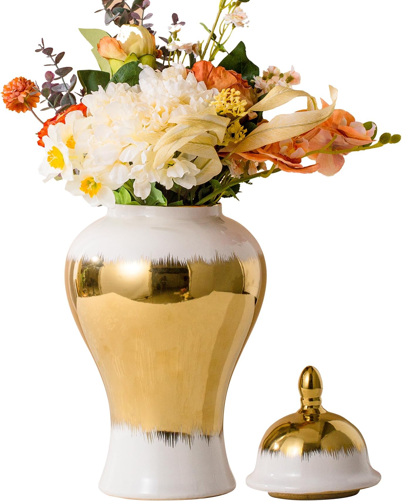 Amazon.com: Samawi Gold Ceramic Vase - Golden Vase for Wedding ...