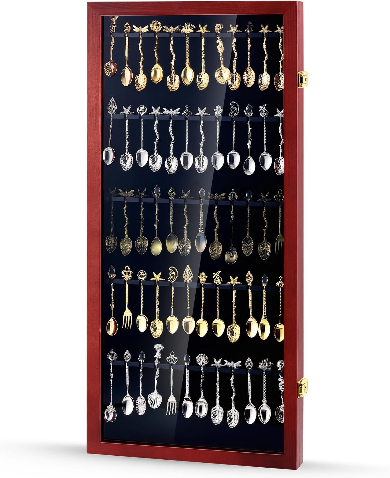 Amazon.com: 36 Souvenir Tea Spoon Solid Wood Display Case Rack Cabinet ...