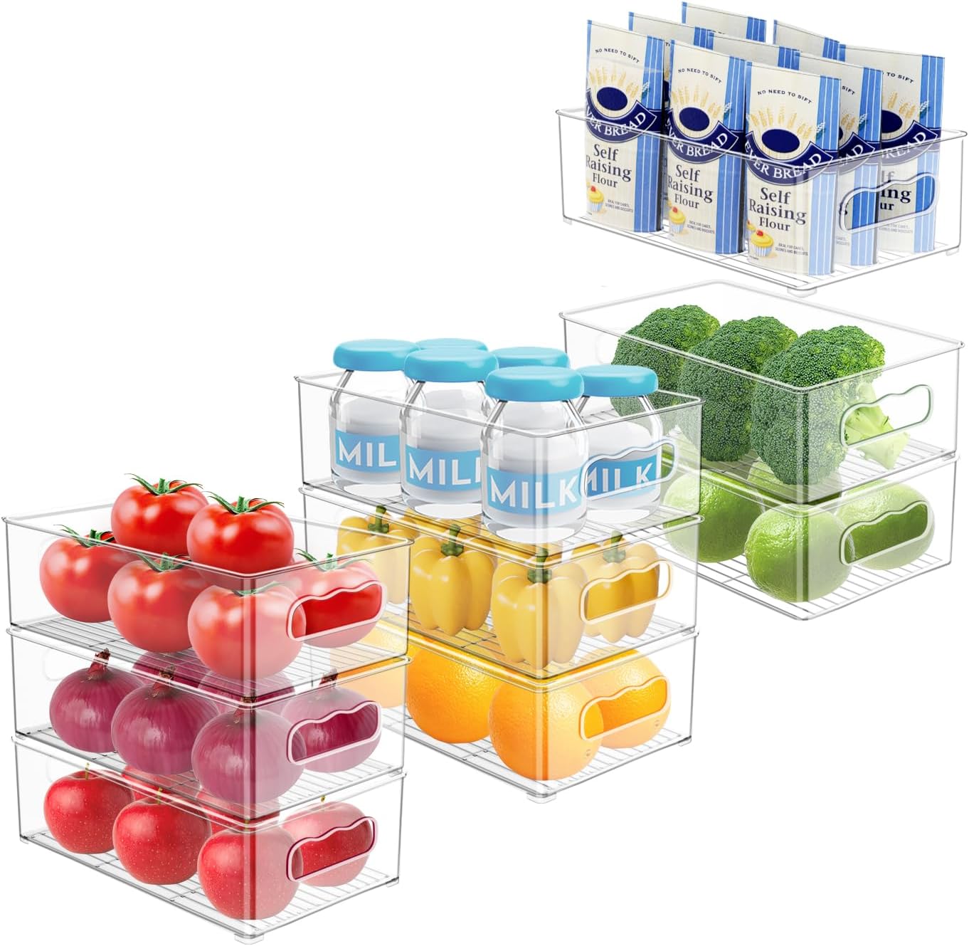 Set of 9 Fridge Organisers - (3 Sizes) Cupboard Organiser Drawer ...