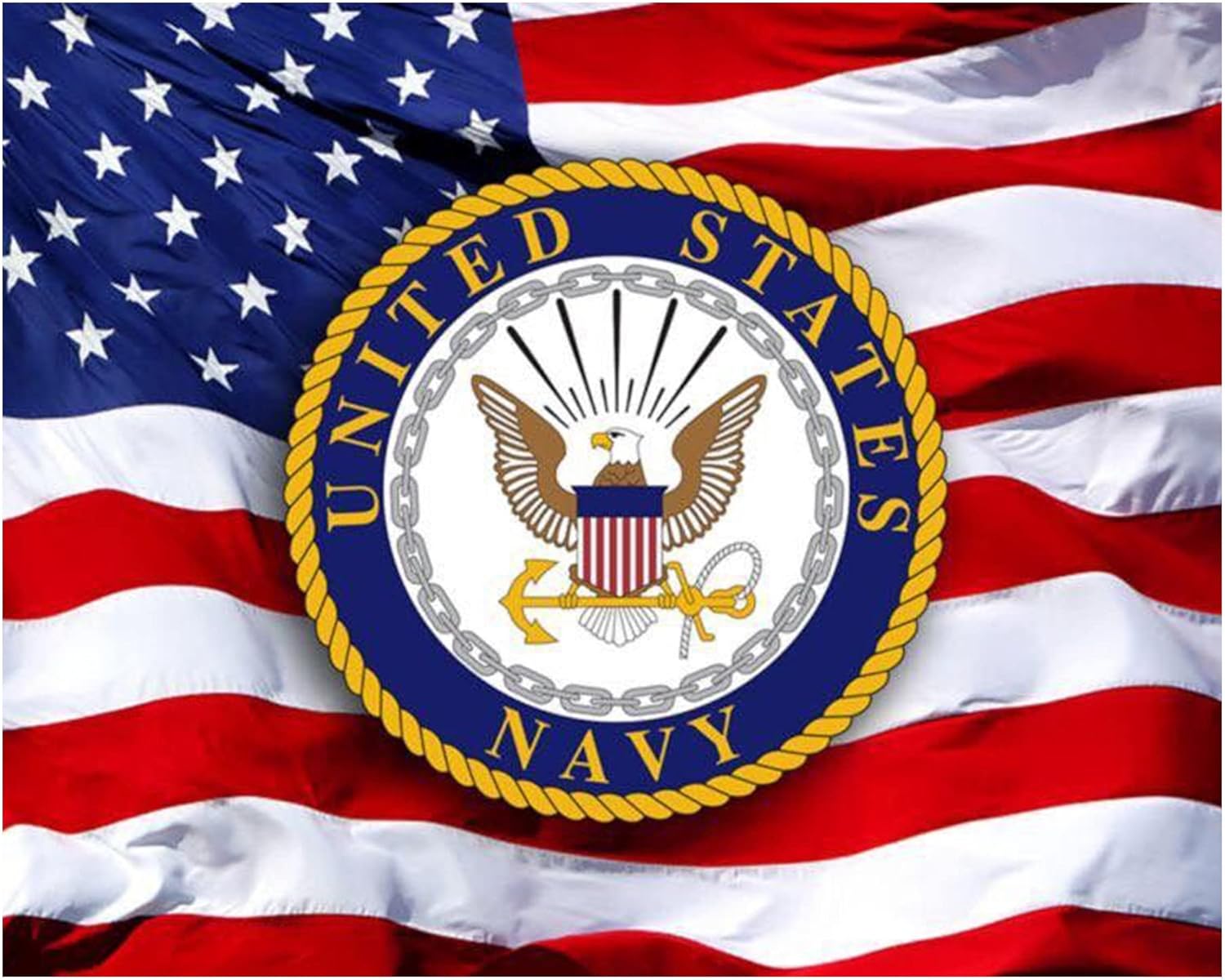 Amazon.com: US Navy Emblem on USA Flag – 8x10” Unframed Military Wall ...