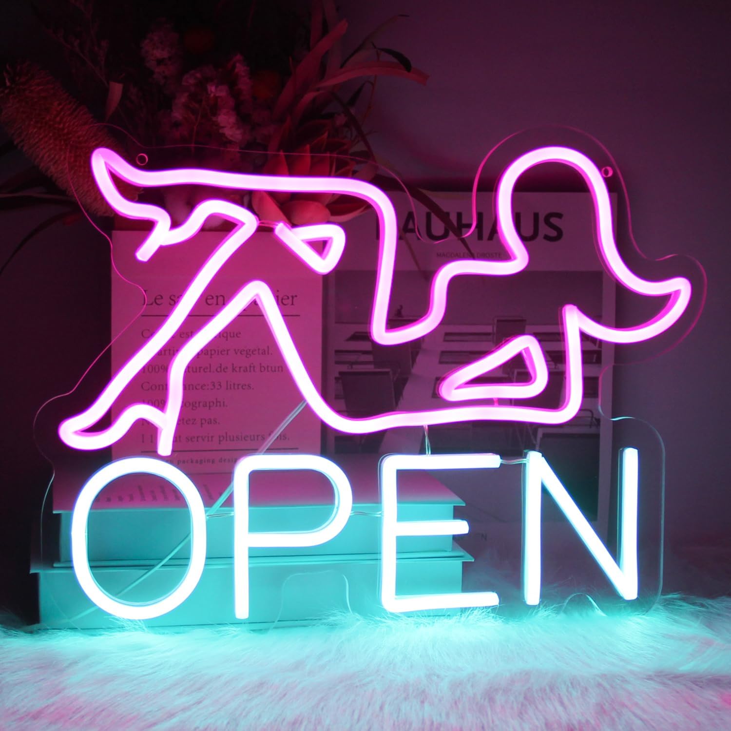 Amazon.com: Open Neon Sign Bar LED Sign Pink Lady Neon Signs for Wall ...