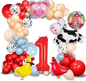 Amazon.com: Farm Animal Theme Party Balloon Garland Arch Kit Cow ...