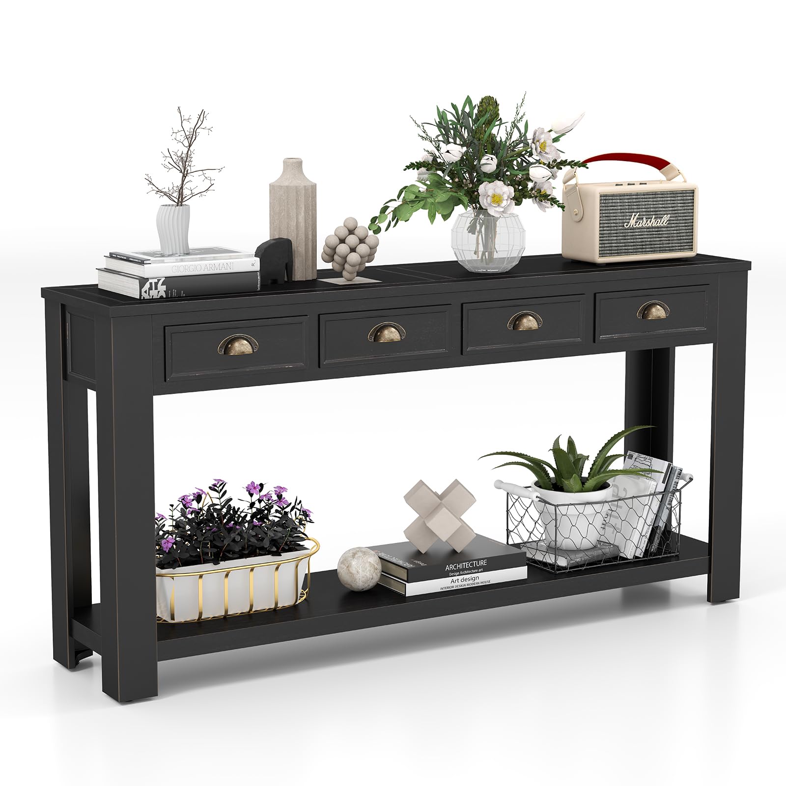 Amazon.com: JSUN7 Console Table with 4 Drawers, 60 Inch Sofa Tables ...