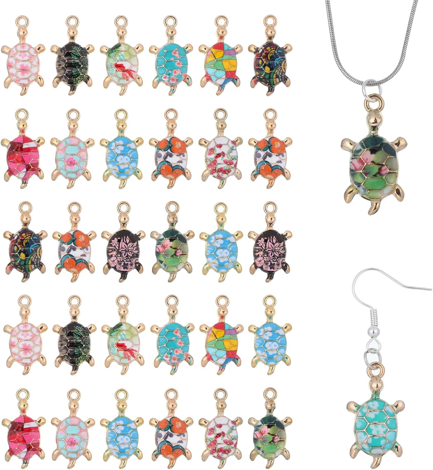 Amazon.com: Aphumedc Enamel Sea Turtle Charms, 30PCS Beach Ocean Marine ...