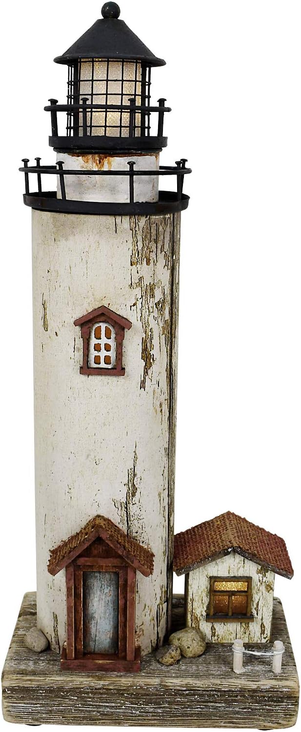 Amazon.com: E-view Wooden Lighthouse Nautical Tabletop Figurine Beach ...