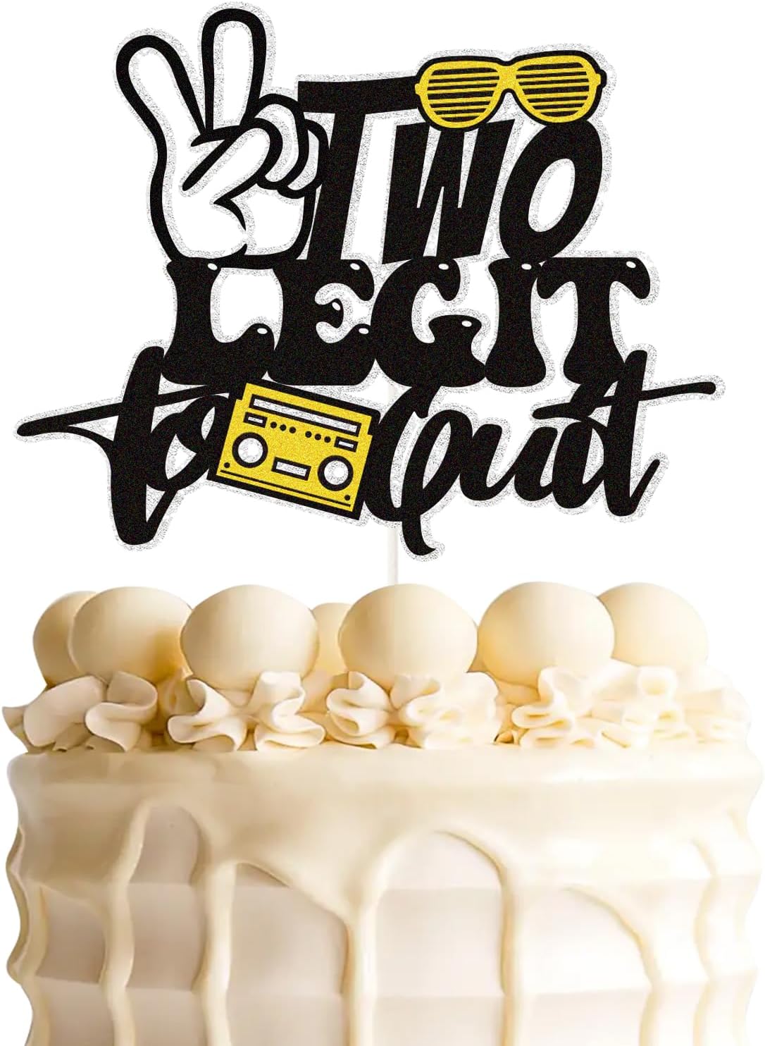 Two Legit to Quit Cake Topper,Two Years Old Cake Decor, Retro 90s 2 ...