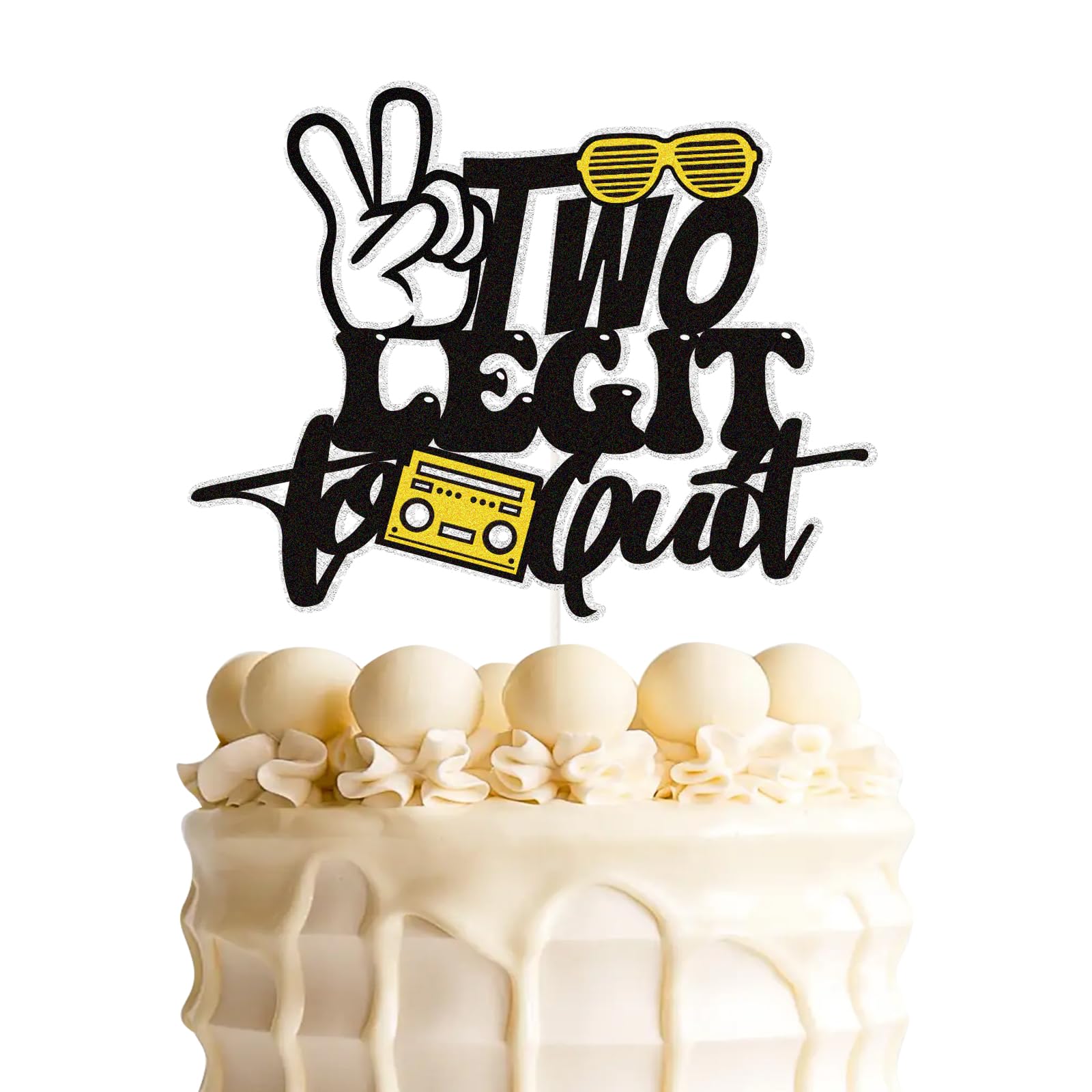 Amazon.com: Two Legit to Quit Cake Topper,Two Years Old Cake Decor ...