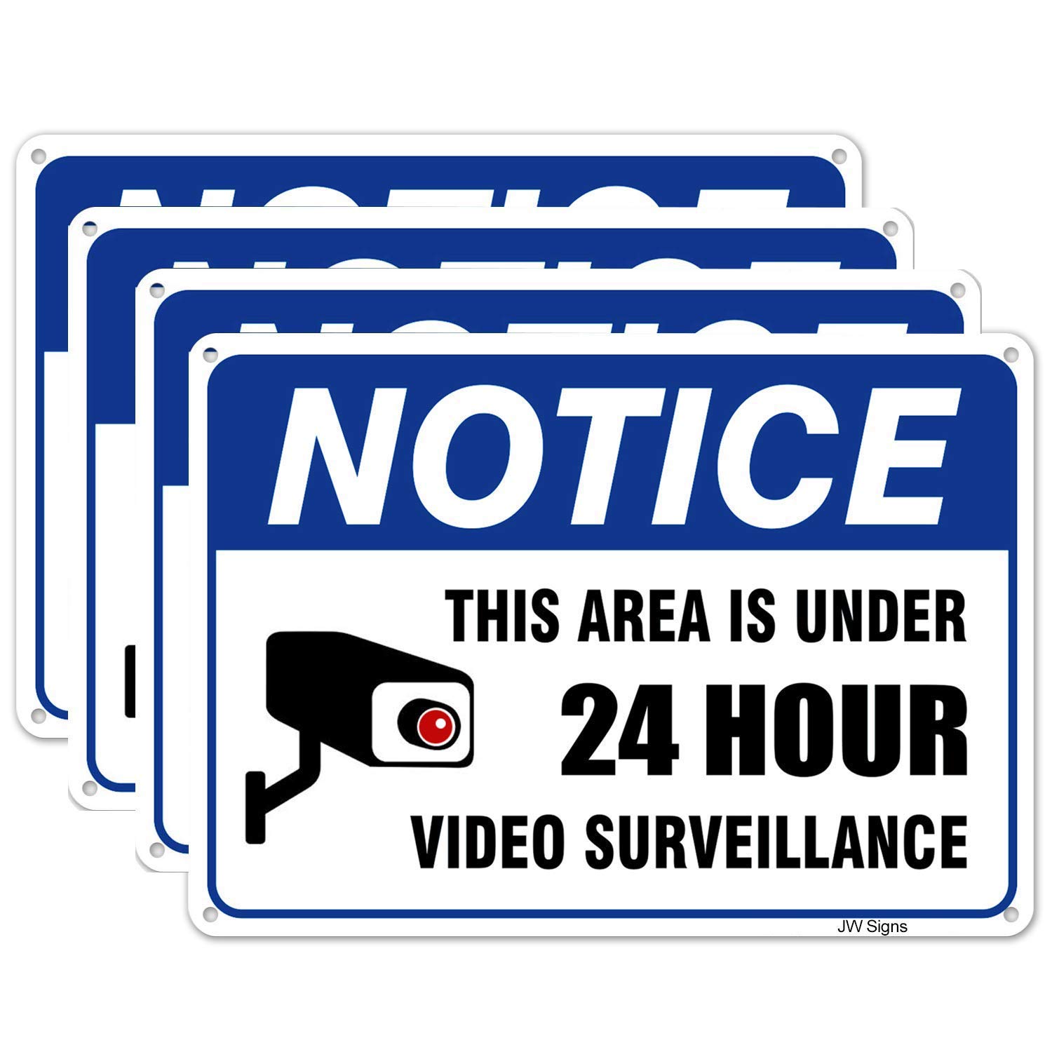 4-Pack 24 Hour Video Surveillance Sign, 7x10inch .040 Rust Free ...