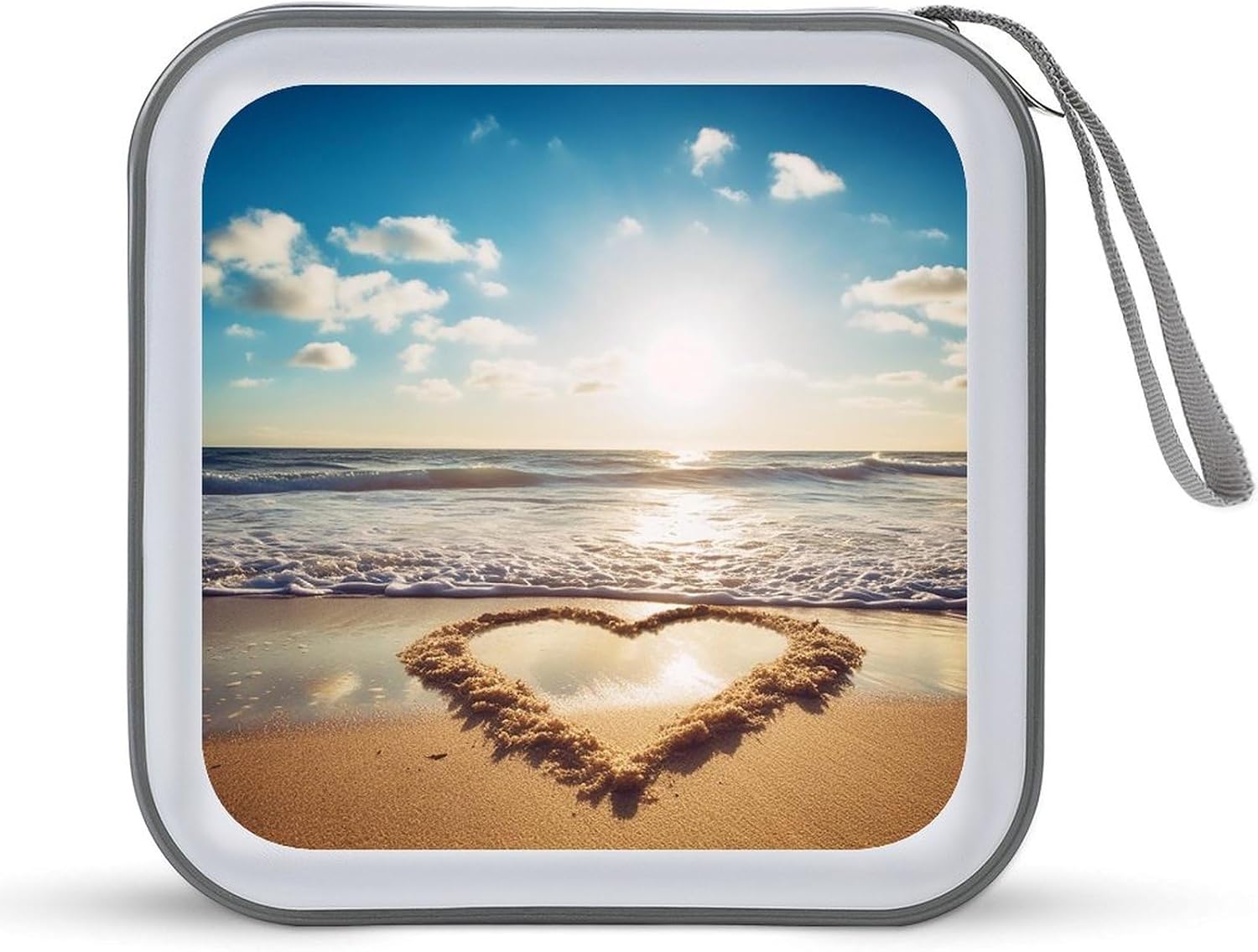 Amazon.com: LDTVSFZQ Heart Shape Romantic Beach CD Case, DVD Case ...