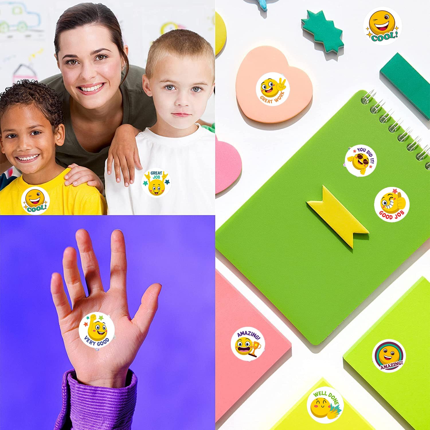 Snapklik.com : 1000 PCS Smiling Face Round Stickers 1 Inch No Residue ...