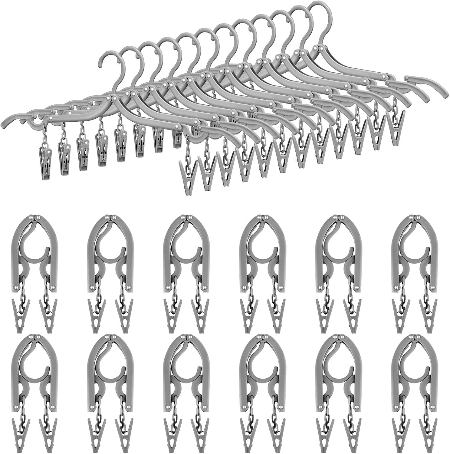 Amazon.com: Folding Travel Hangers Foldable with Clips Folding Clothes ...