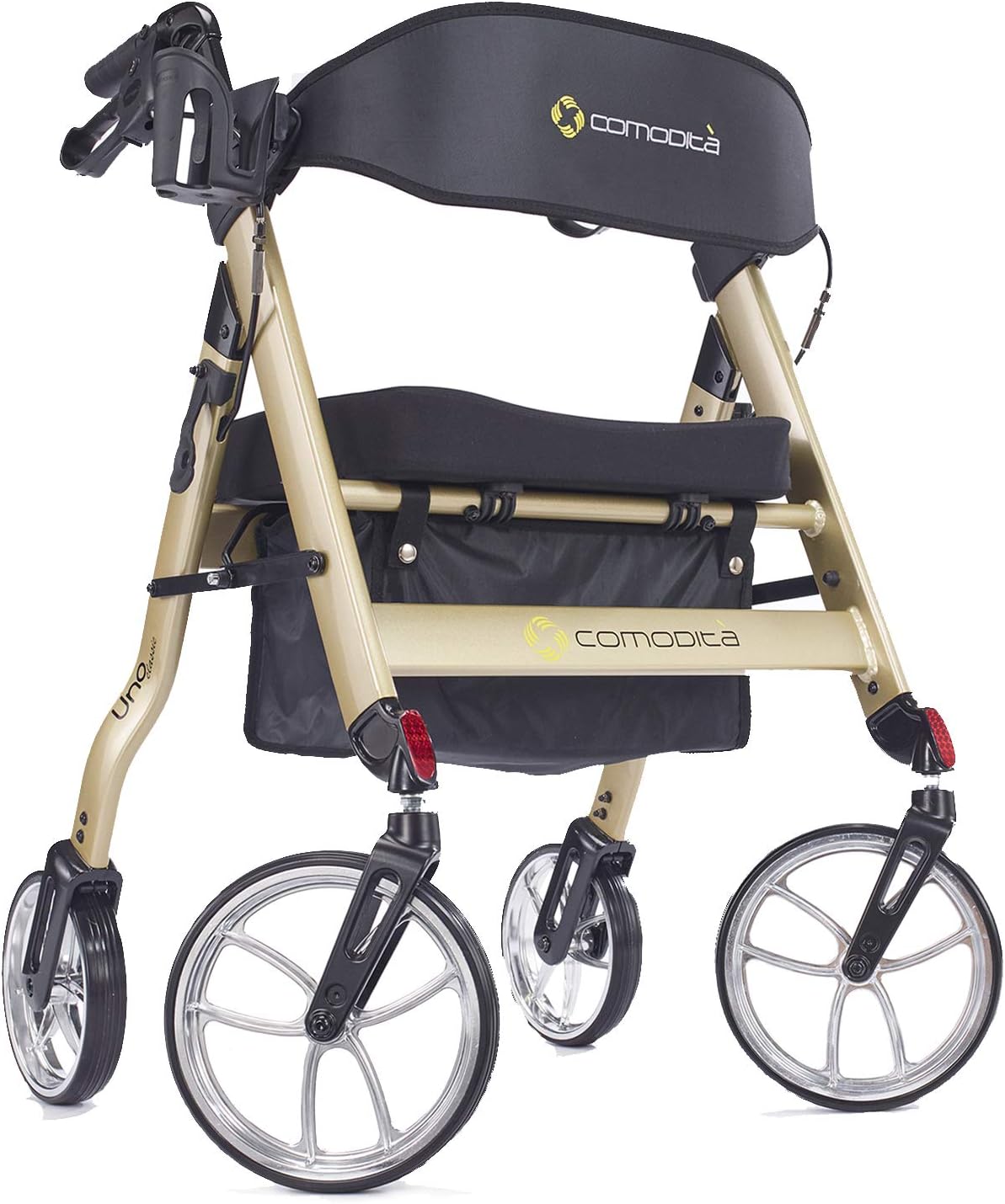 Comodita Uno Heavy-Duty Rollator Walker with Orthopedic 16" Wide Seat ...