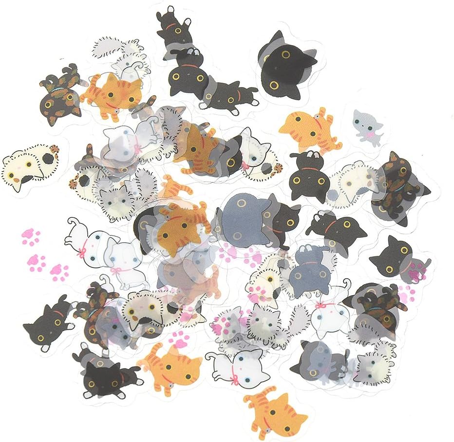 Amazon.com: We-buys Cute Cats Stickers Transparent Diary Scrapbooking ...