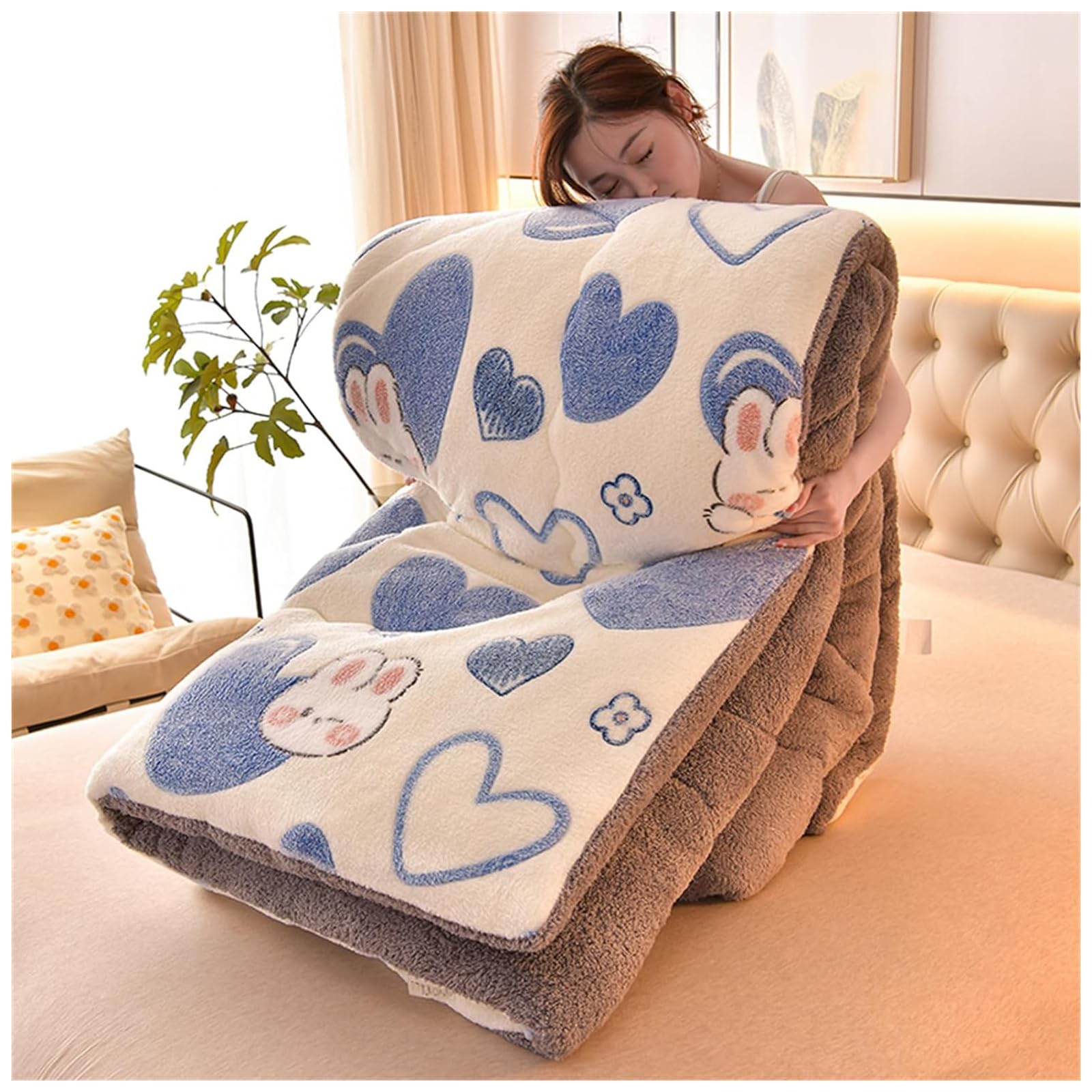 Amazon.com: RRNAR Fluffy Cashmere Quilt, Thicken Winter Comforter, Lamb ...