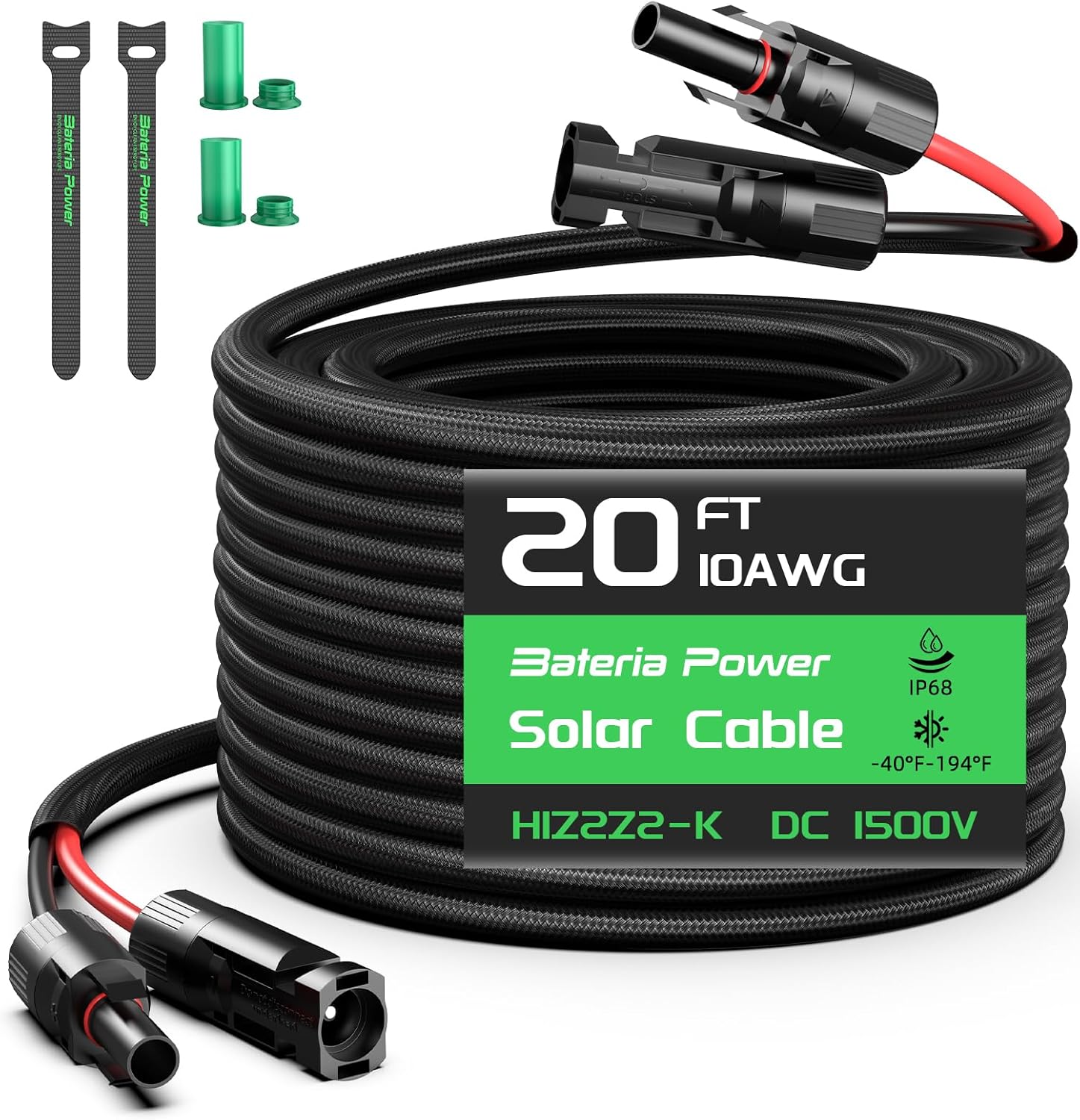 Amazon.com: 10AWG 20FT Twin Wire Solar Panel Extension Cable, Bateria ...