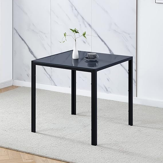 Rainbow Tree Modern 75cm Glass Dining Table Square for Dining Room ...