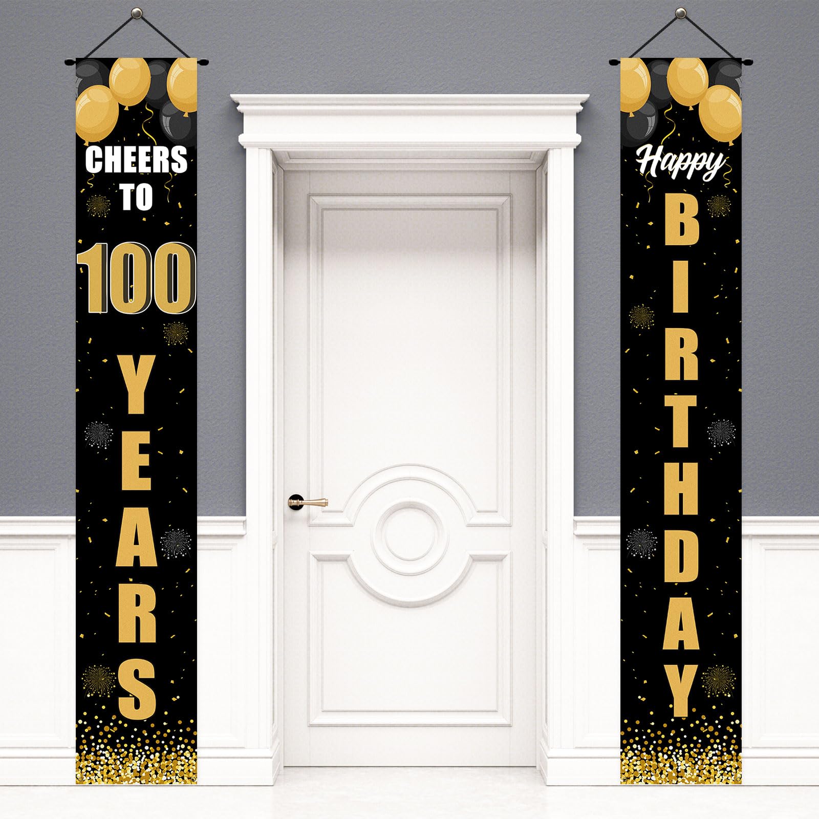 Amazon.com: Maicaiffe Happy 100th Birthday Porch Sign Hanging Banner ...