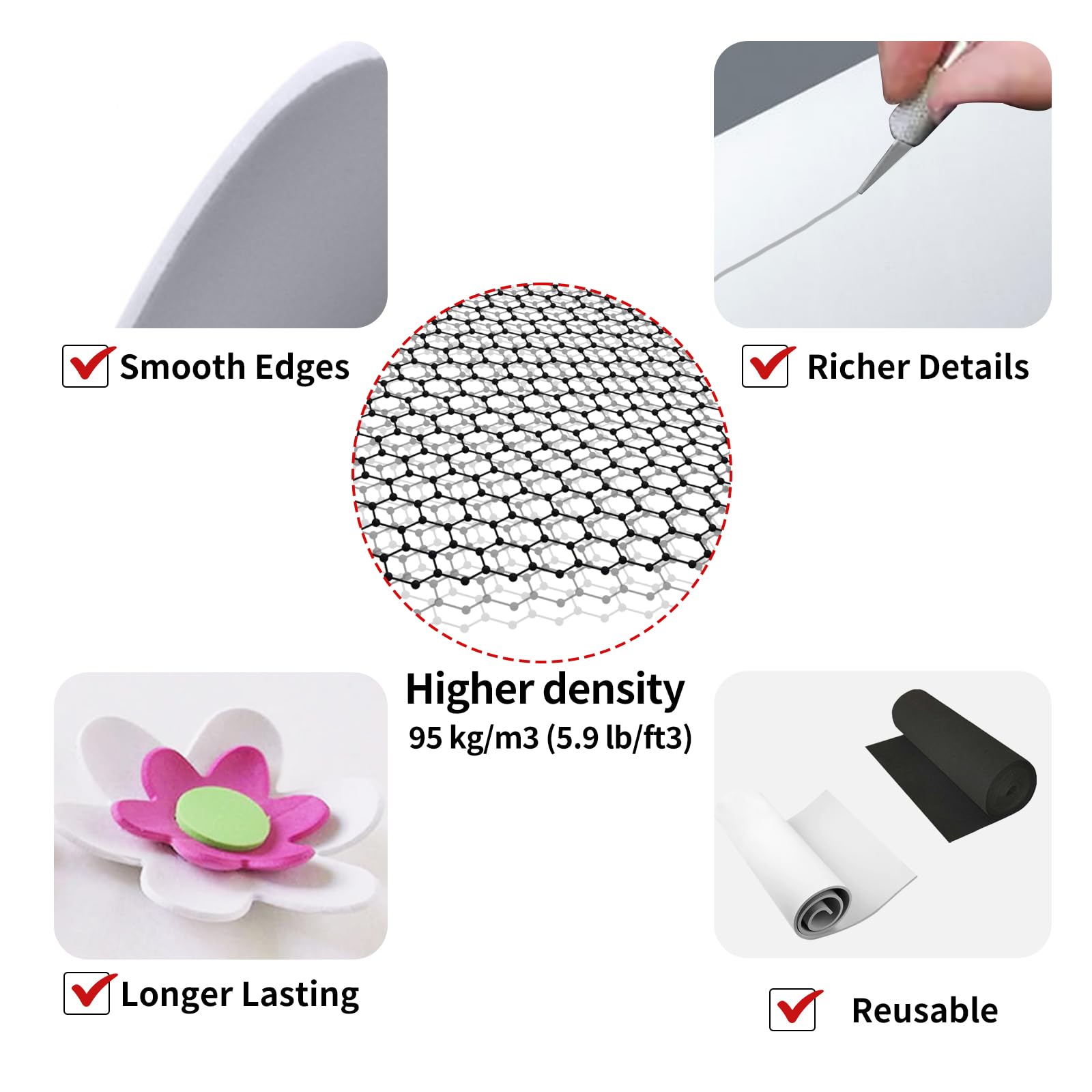 Snapklik.com : Zzrywuty EVA Foam Sheets For Crafts 4mm 59x13in, White ...