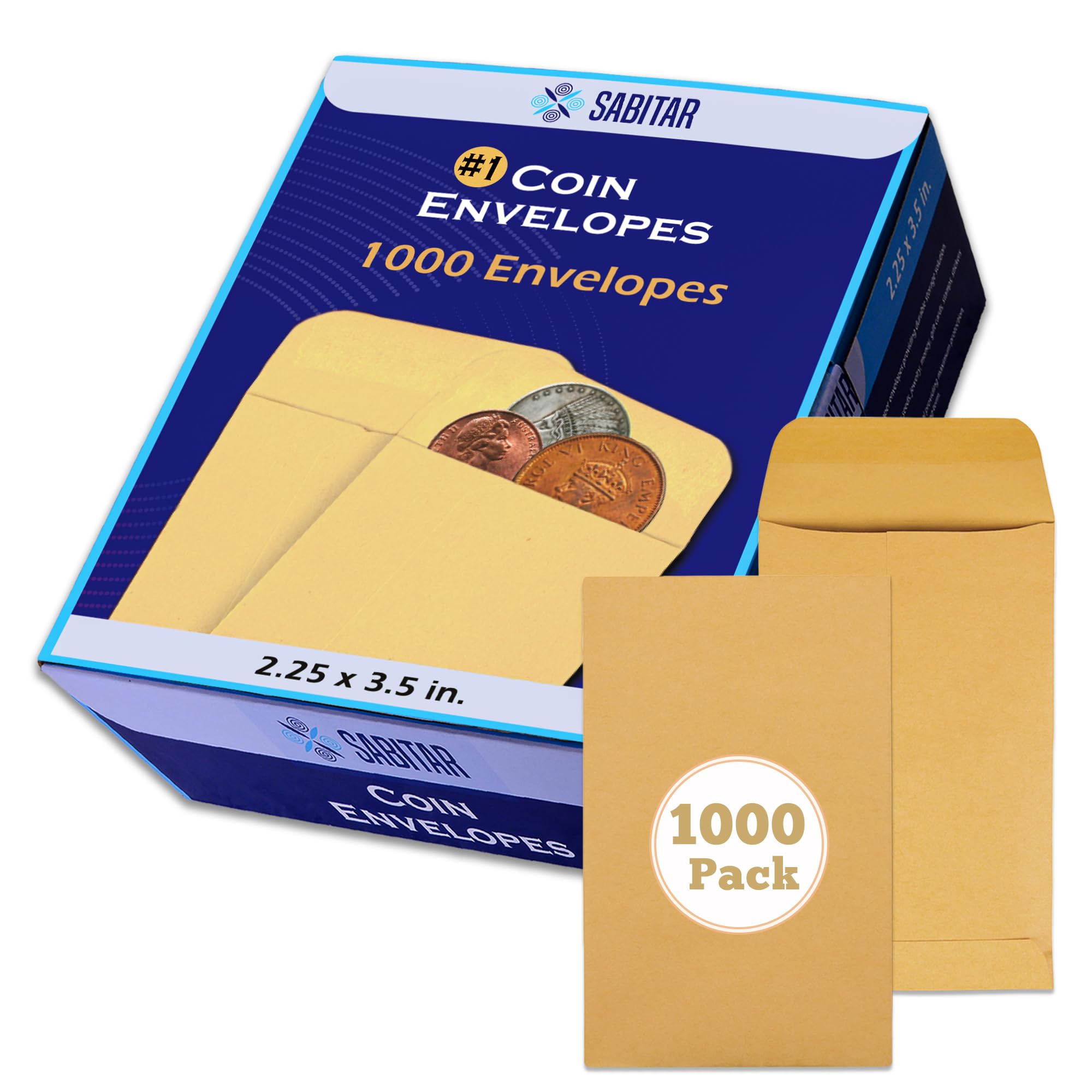 Amazon.com : #1 Coin Envelopes Durable Kraft 2.25"x3.5", 1000 Pcs Small ...