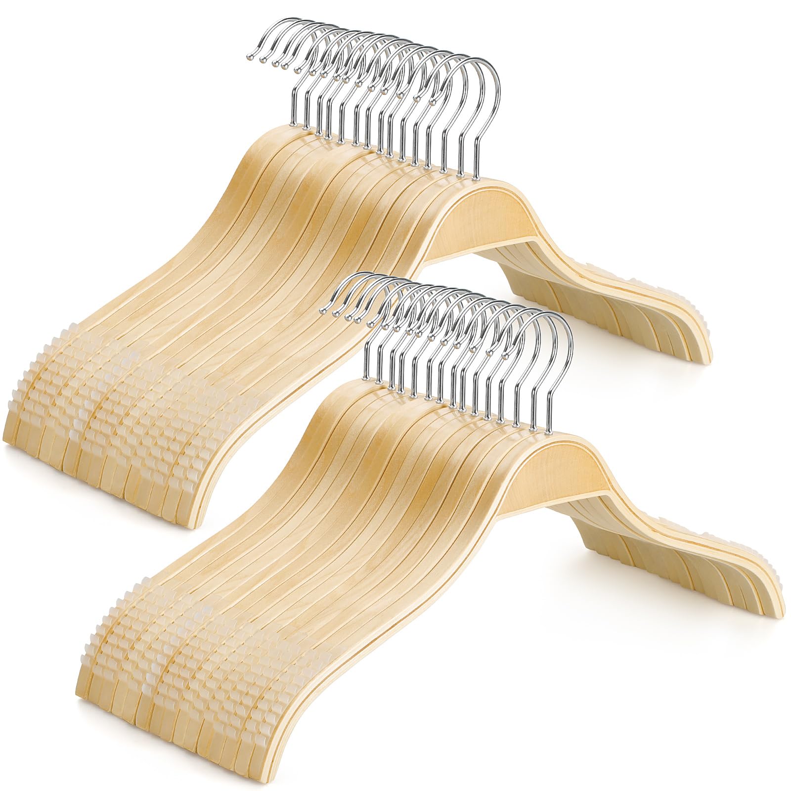 Amazon.com: TOPIA HANGER Slim Natural Wood Hangers with Extra Soft Non ...