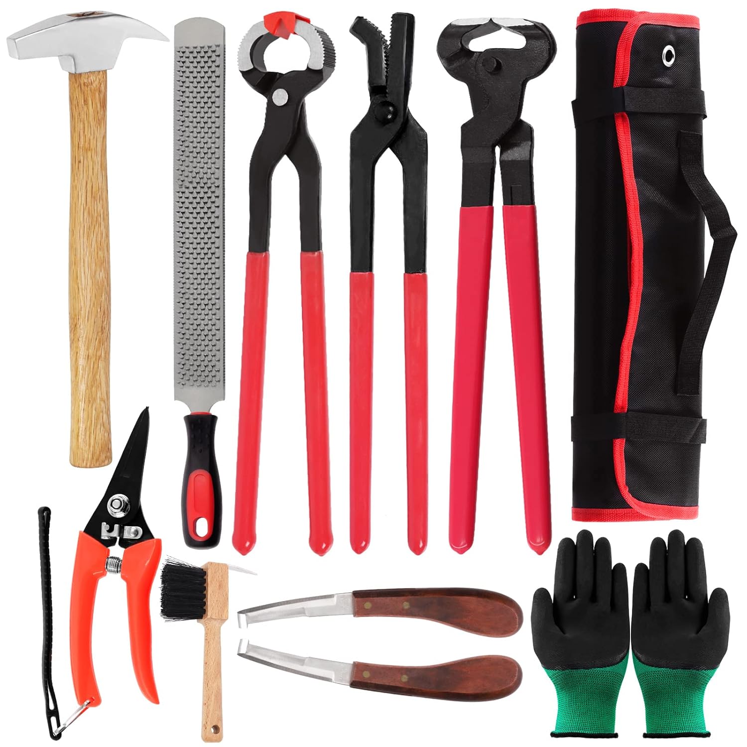 Keadic 10Pcs Farrier Hoof Tool Kit with Roll Pack Includes Horse Shoe ...