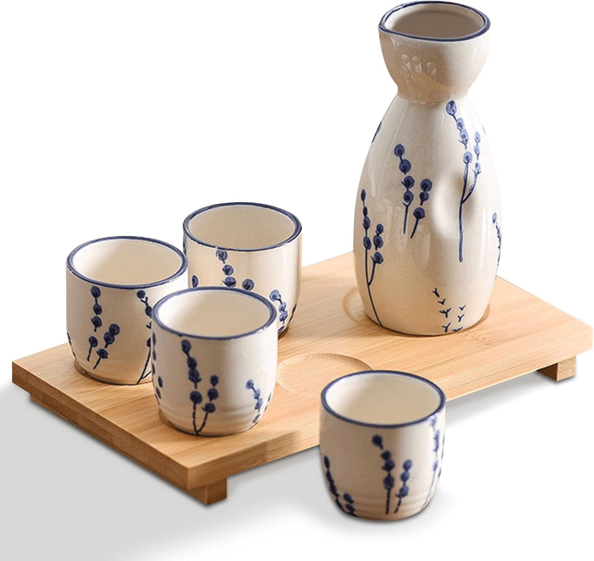 Amazon.com | ABuff Japanese Sake Set, 1 Tokkuri Bottle & 4 Ochoko Cups ...