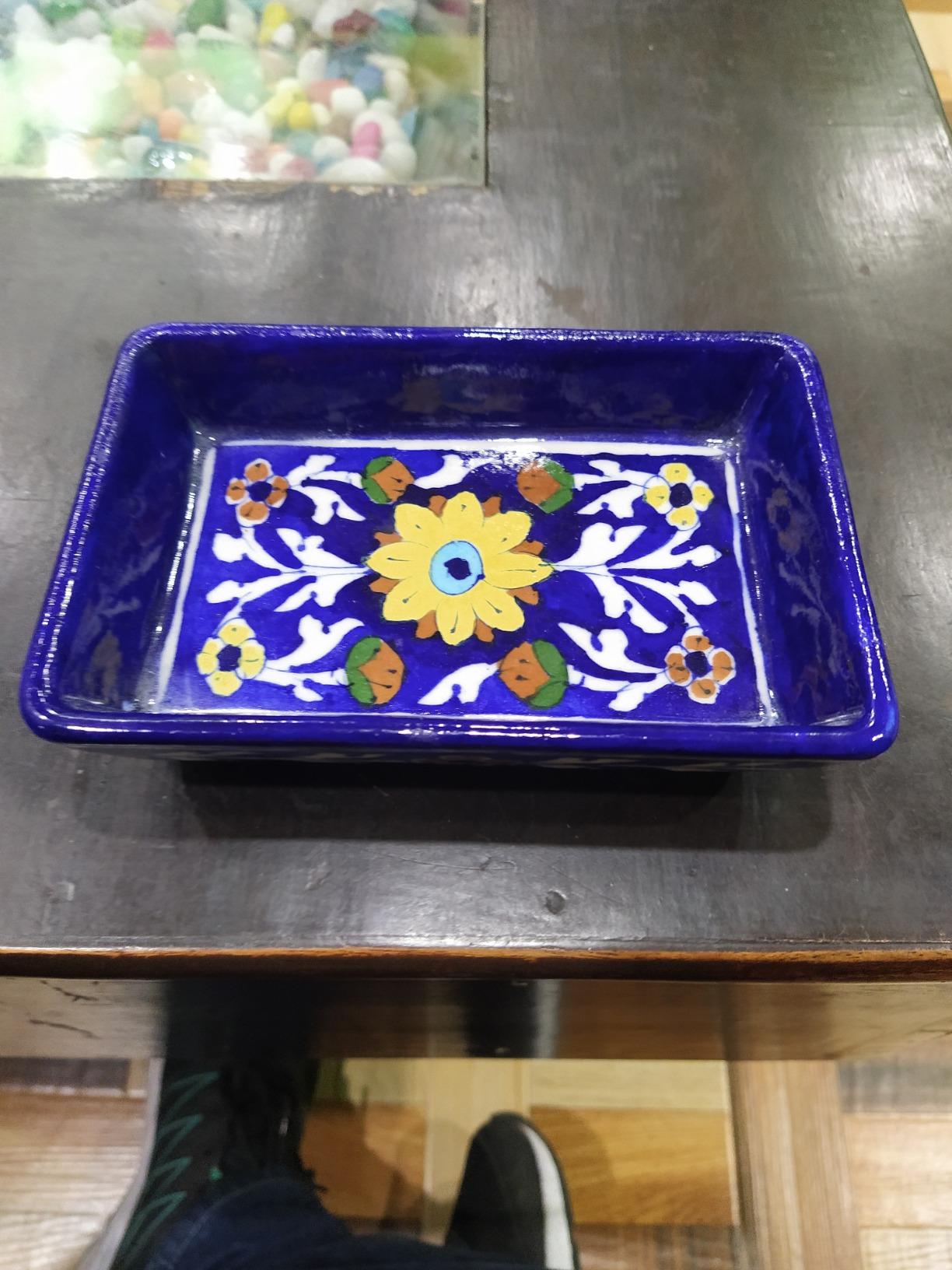 Aditya Blue Art Pottery Ceramic Unique Handmade Decorative Tray (Blue ...