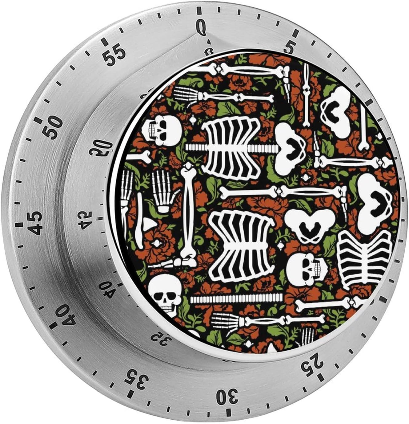 Amazon.com: Skeleton Skull and Roses Timer 60 Minute Wind Up Clock Loud ...