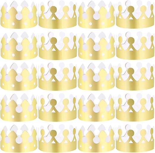 LOCOLO 40 coronas de papel dorado, corona de papel para fiesta de ...