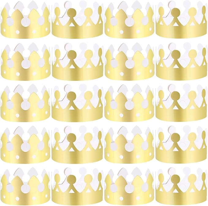 Amazon.com: LOCOLO 40 Pieces Golden Paper Crowns, Paper Crown for ...