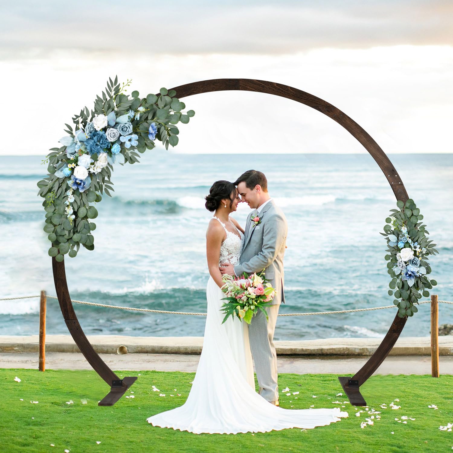 Amazon.com : DearHouse Wooden Wedding Arch, 7.9FT Round Wood Arch ...