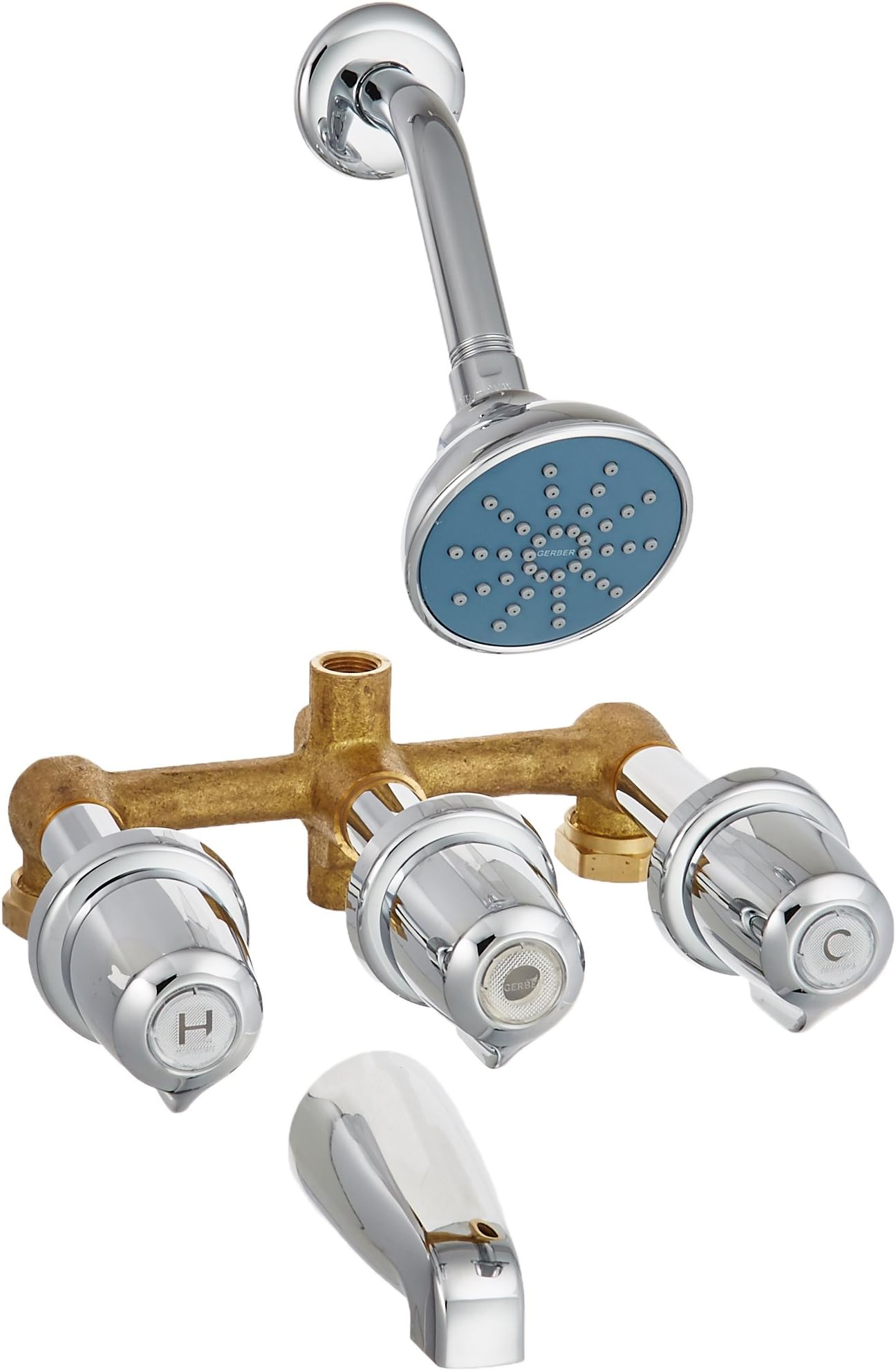Amazon.com: GERBER PLUMBING Tub & Shower Set Three Handle Chrome ...