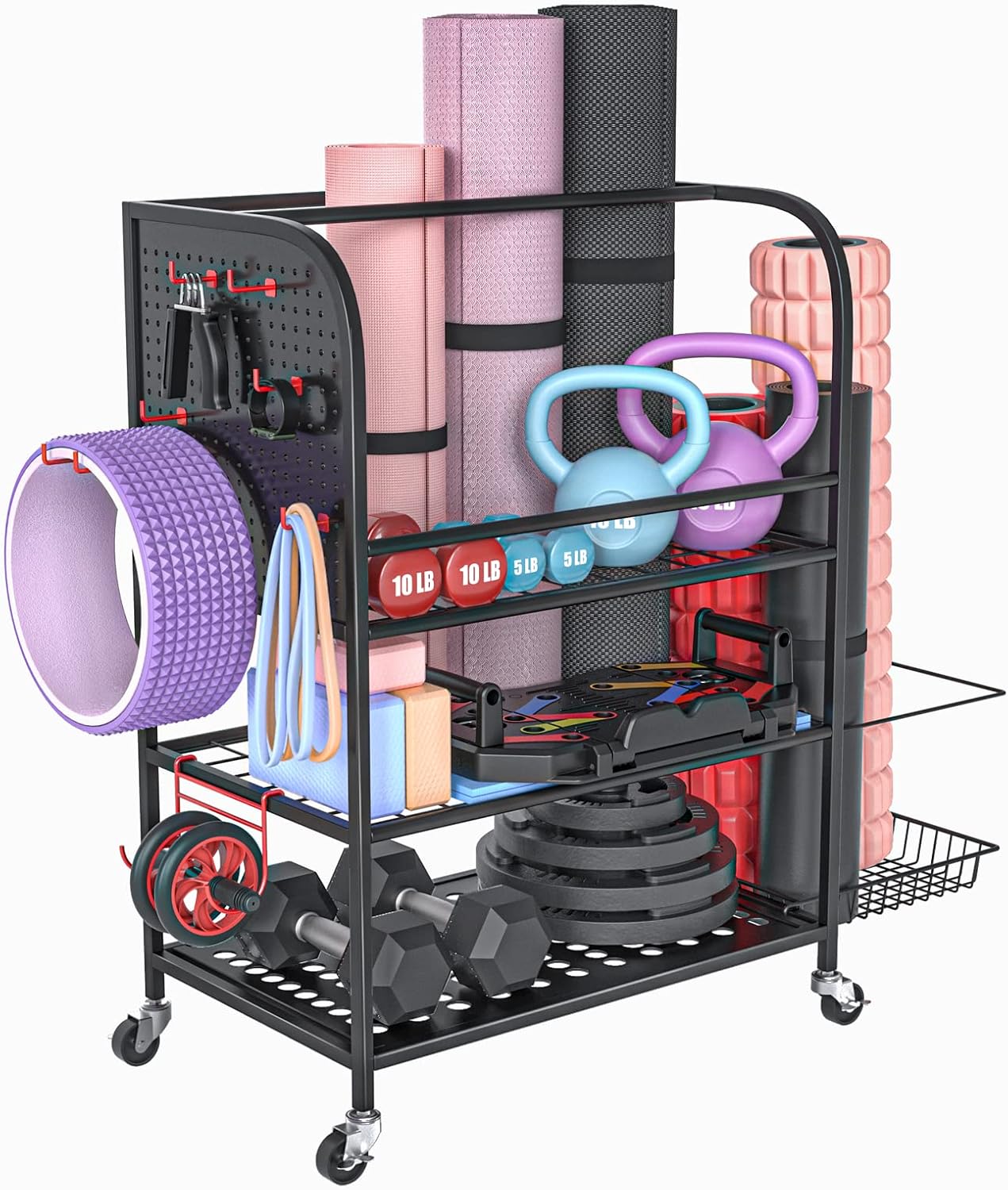 Amazon.com: Yoga Mat Storage Rack, Home Gym Storage Rack with Pegboard ...