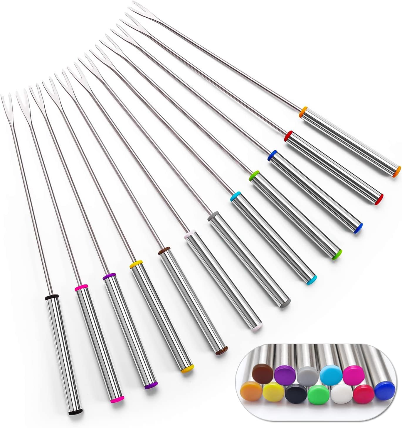 Amazon.com: Vyndicca 18 PCS Fondue Forks Stainless Steel,9.3inch Color ...