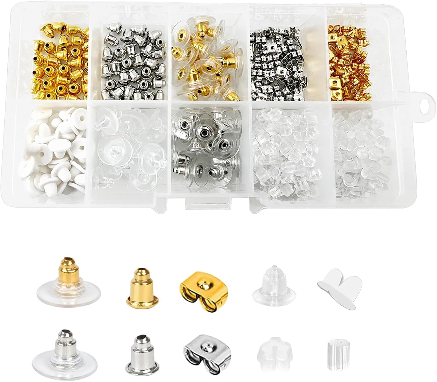 Fogcosy 450Pcs Earring Backs with 10 Styles, Clear Safety Backs, Rubber ...