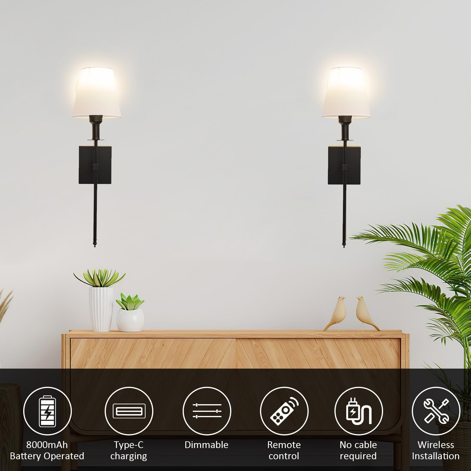 Battery Operated Rechargeable Dimmable Wall Lights Battery Operated ...