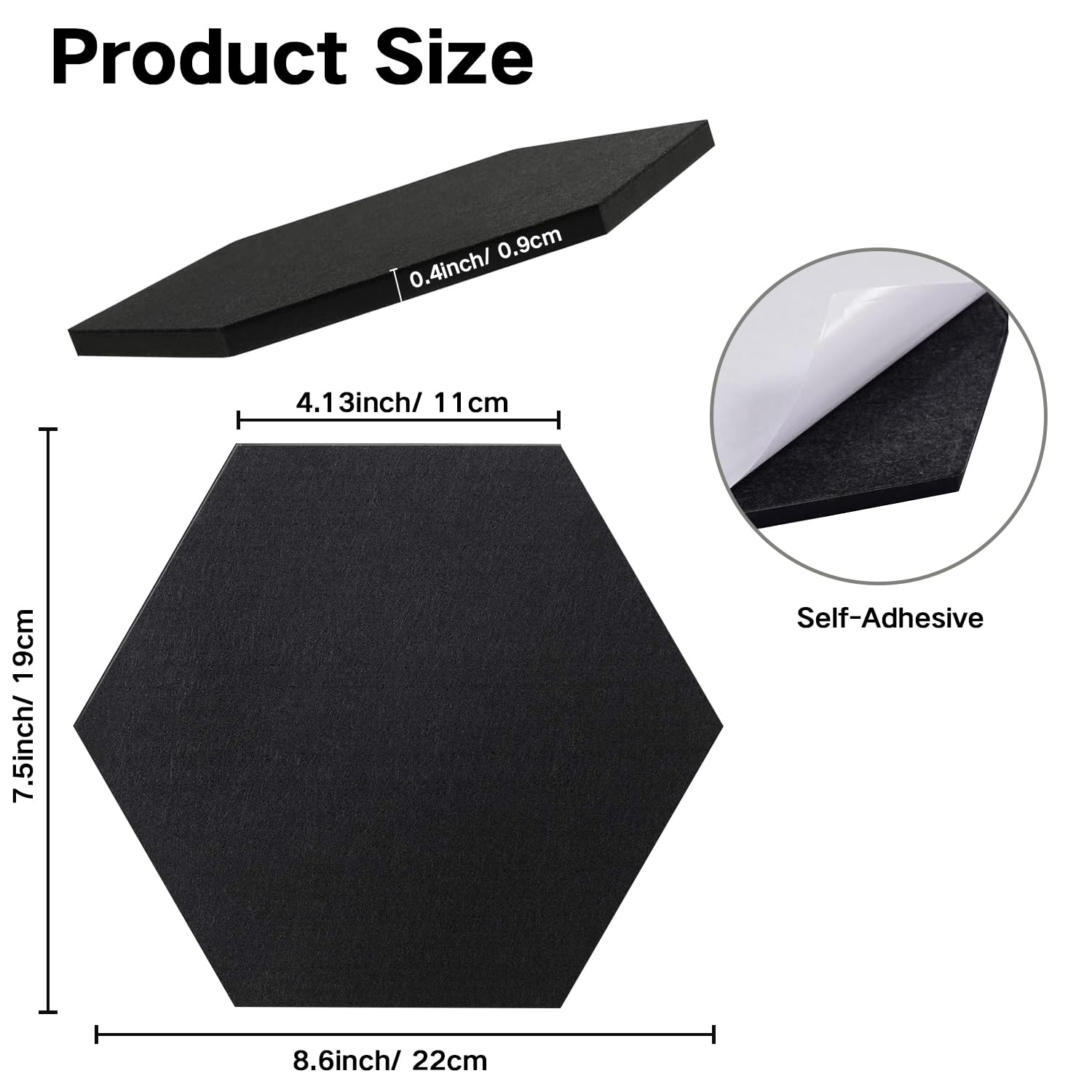 Snapklik.com : 12 Pcs Hexagon Felt Bulletin Board Tiles, Felt Cork ...