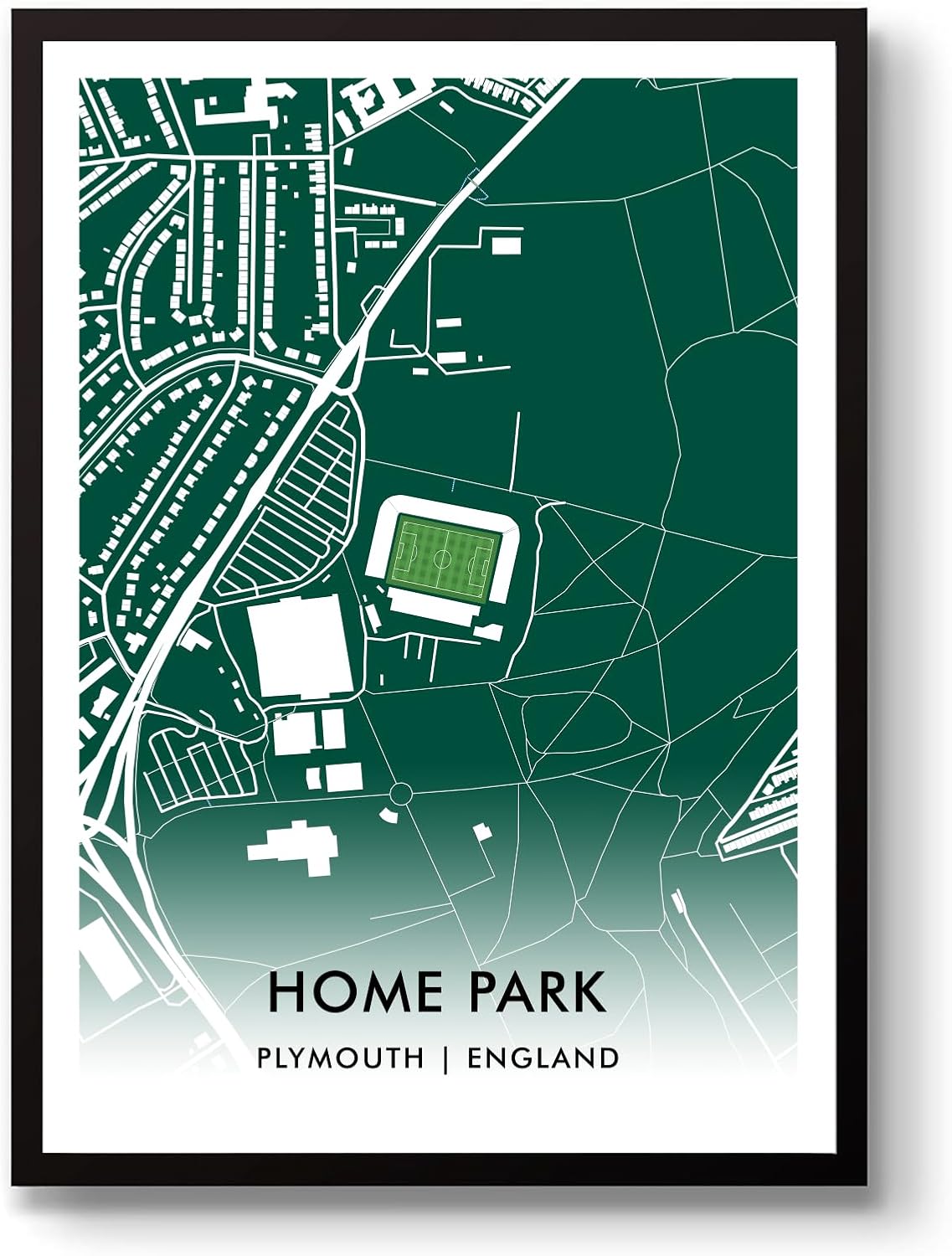 GroundDesigns PLYMOUTH ARGYLE Football Gift HOME PARK Stadium Art Map ...