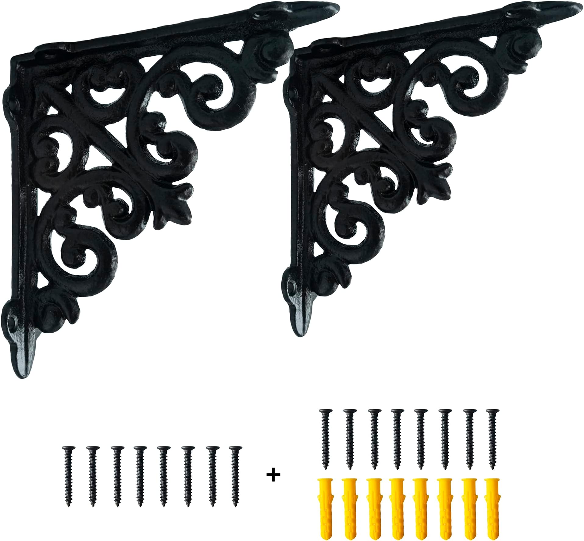 Amazon.com: 2 Antique Style Shelf Brace Wall Bracket Cast Iron Brackets ...