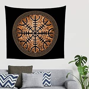 Amazon.com: Diyhere Viking Tapestry Norse Compass Nordic Runes Wall ...