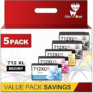 Amazon.com: Miss Deer 712XL Ink Cartridge Combo Pack Replacement Ink for HP 712XL 712 712 XL ...