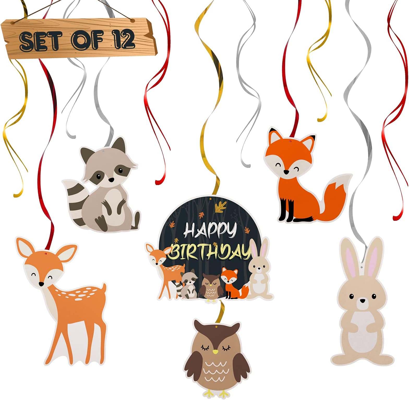 Amazon.com: Woodland Party Decorations Woodland Happy Birthday Banner ...
