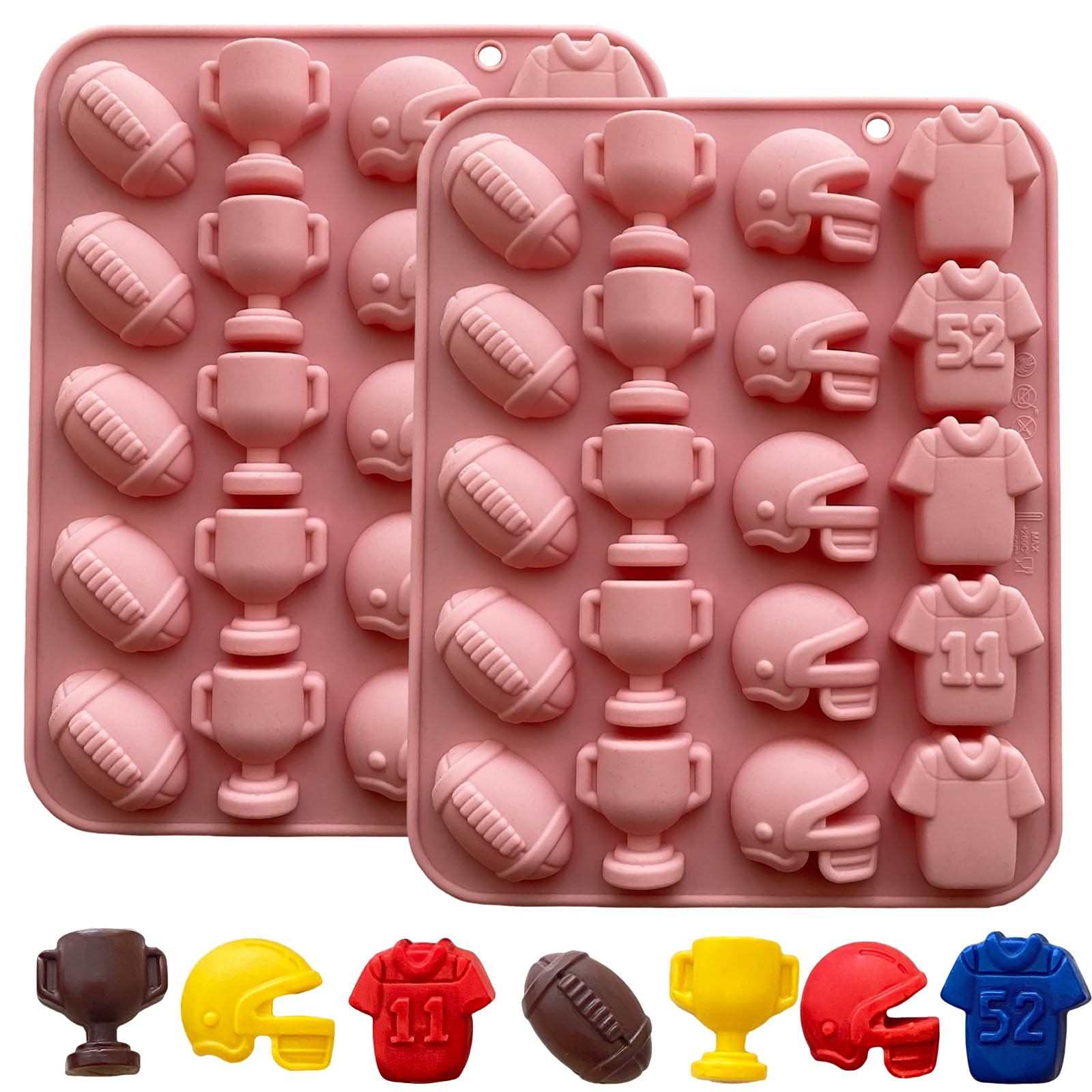 Amazon.com: 2PCS Football Chocolate Mold 20 Cavites Football Silicone ...