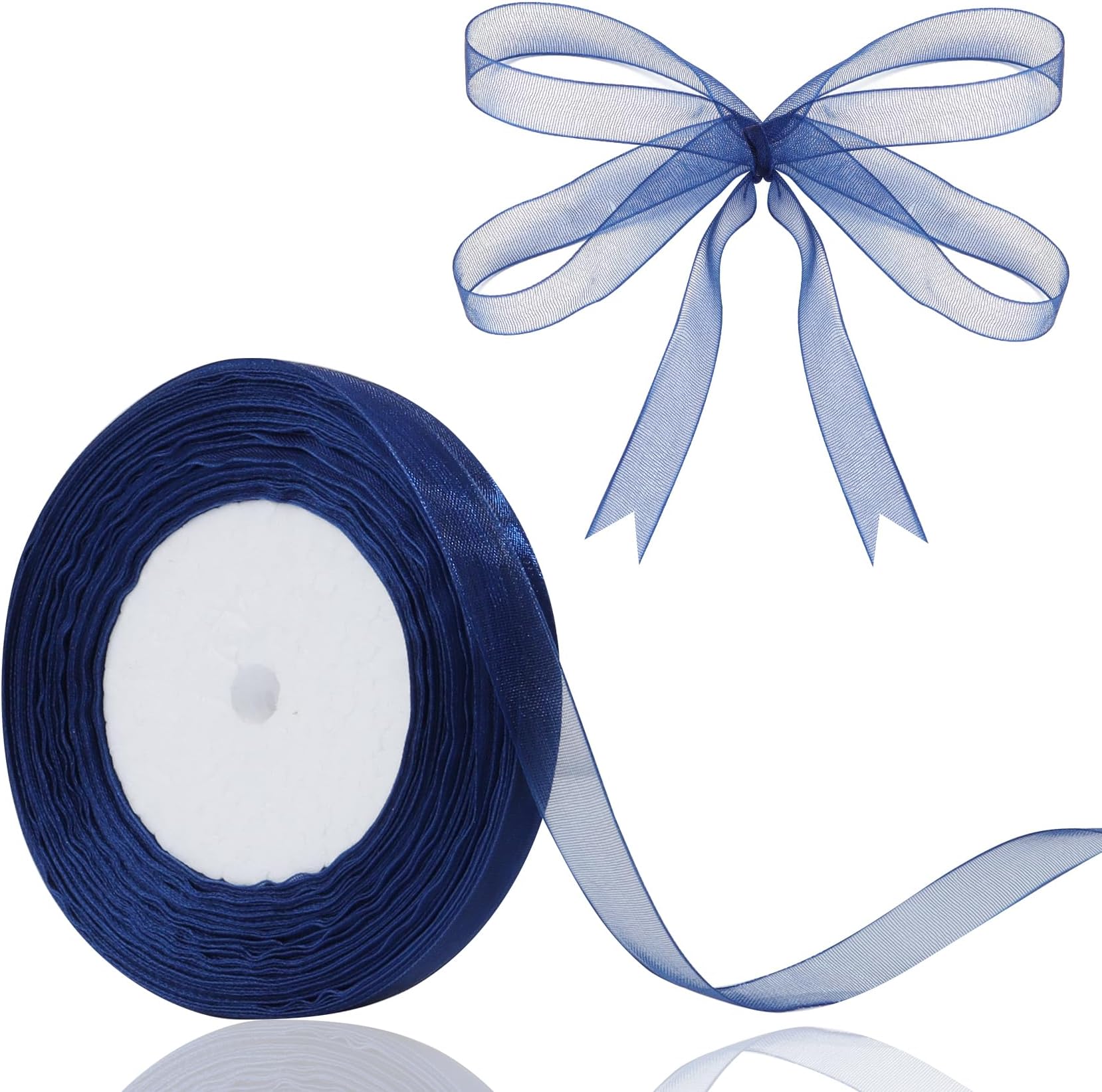 Amazon.com: Hiswan 3/8 inch Sheer Organza Ribbon 50 Yards Navy Blue ...
