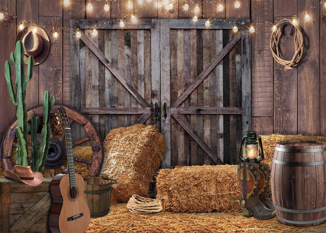 Amazon.com : SJOLOON Western Backdrop Rustic Vintage Barn Backdrop ...