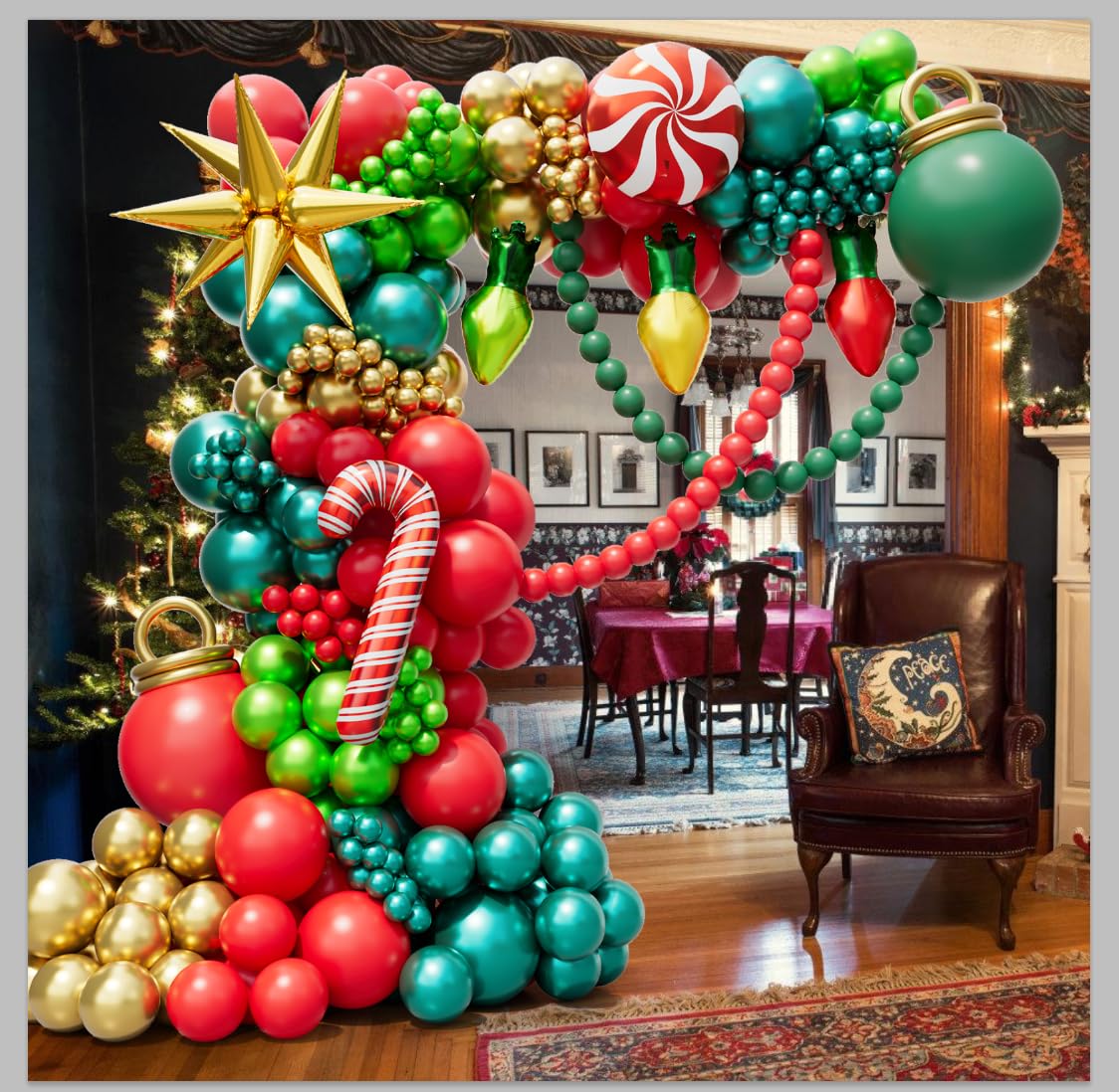 Amazon.com: Christmas Balloon Arch Kit, Red Gold Green Balloons ...